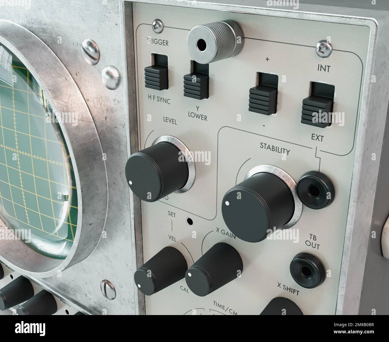 A vintage classic oscilloscope machine on an isolated background - 3D ...