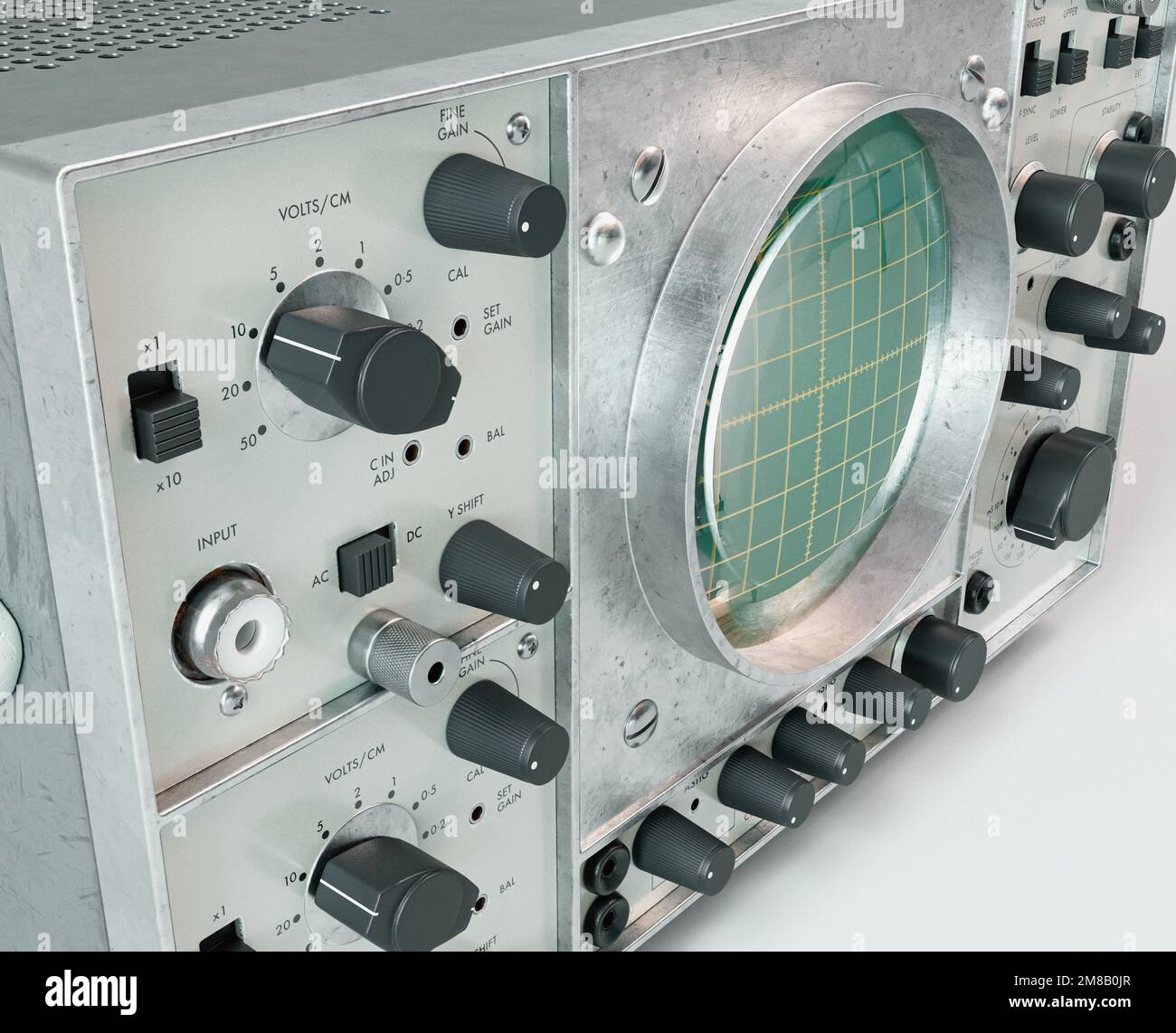 A vintage classic oscilloscope machine on an isolated background - 3D ...