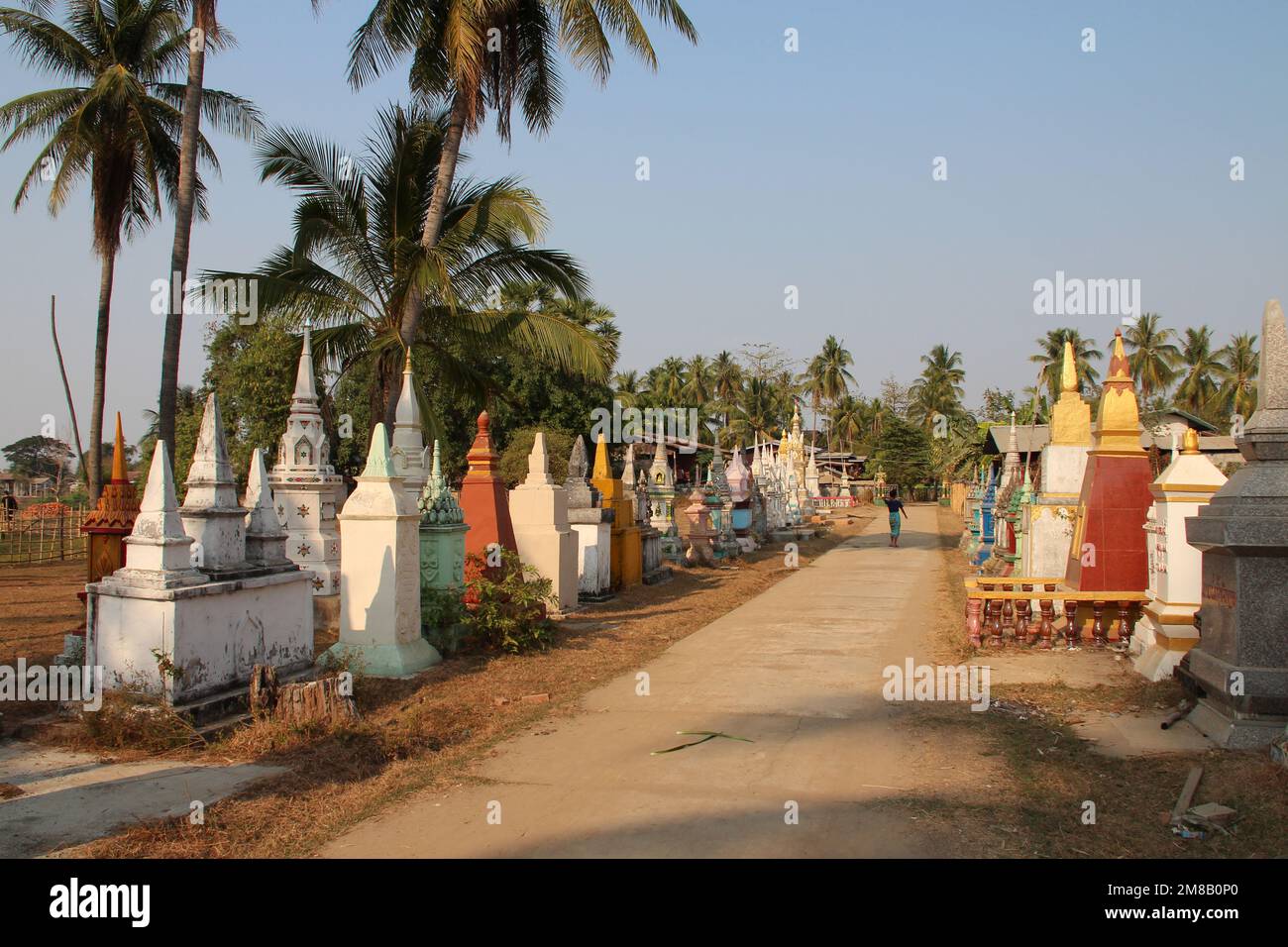 cemetery at a a buddhist temple (wat khon tai) at khone island (laos ...