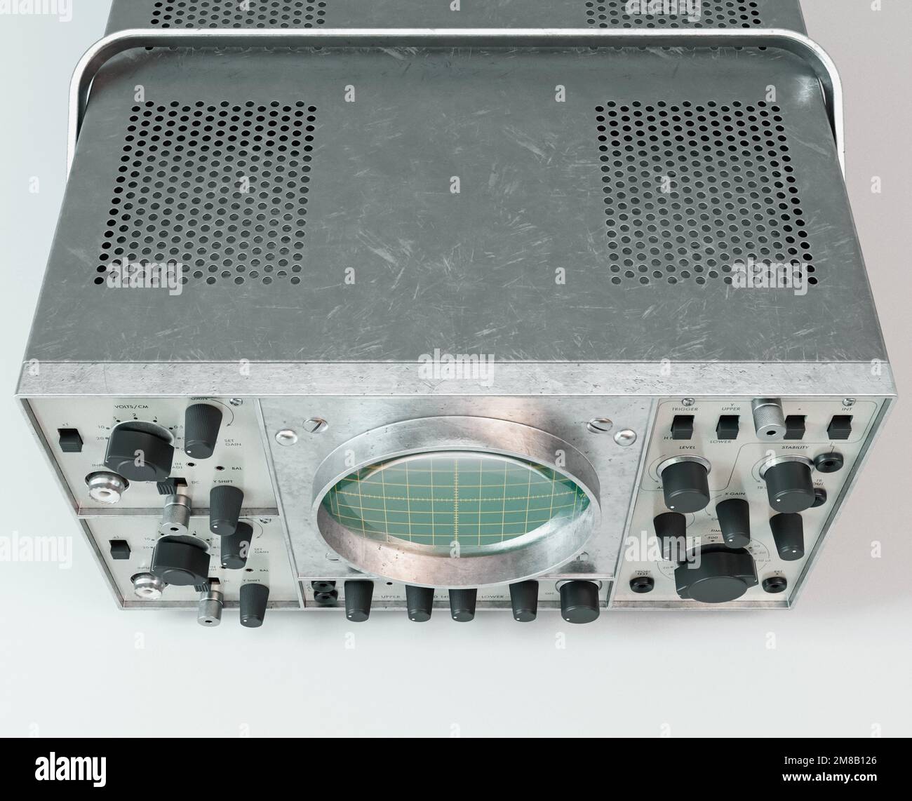 A vintage classic oscilloscope machine on an isolated background - 3D ...