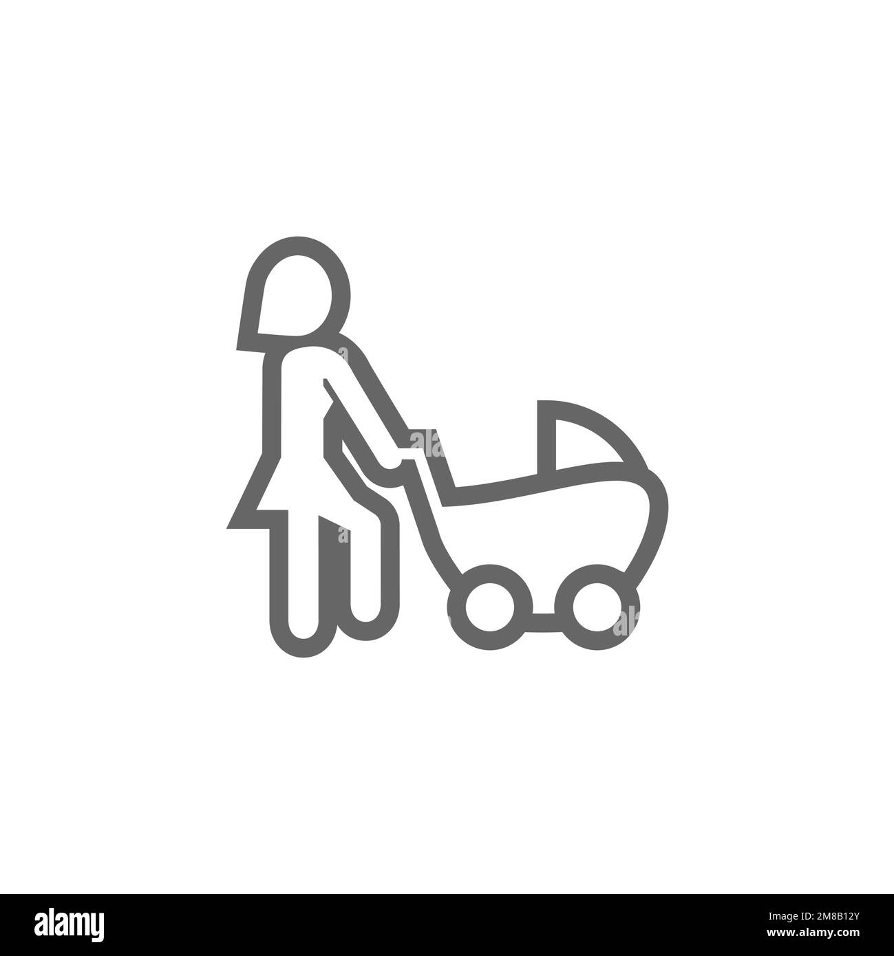 Woman pushing stroller icon, graphic resource template, vector ...
