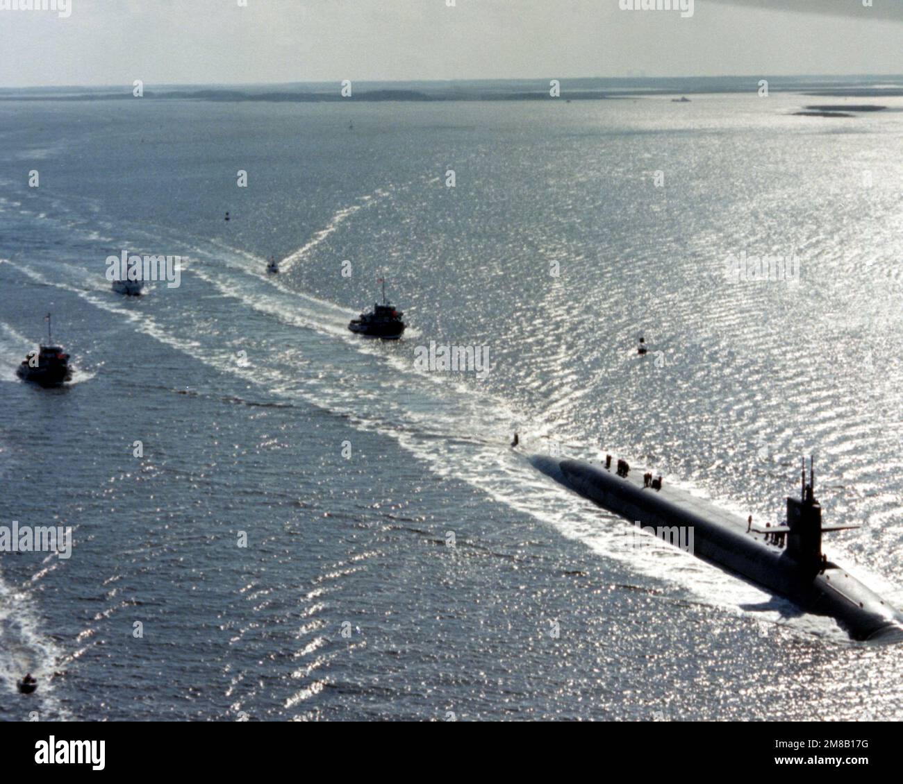 Aerial starboard bow view of the nuclear-powered strategic missile ...