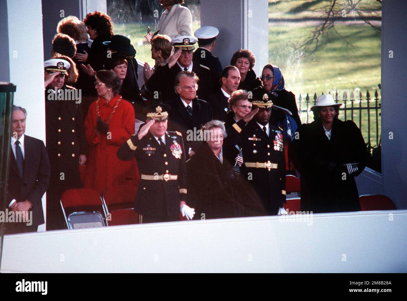 VIPs and their wives observe the Inauguration Day parade for George H.W ...