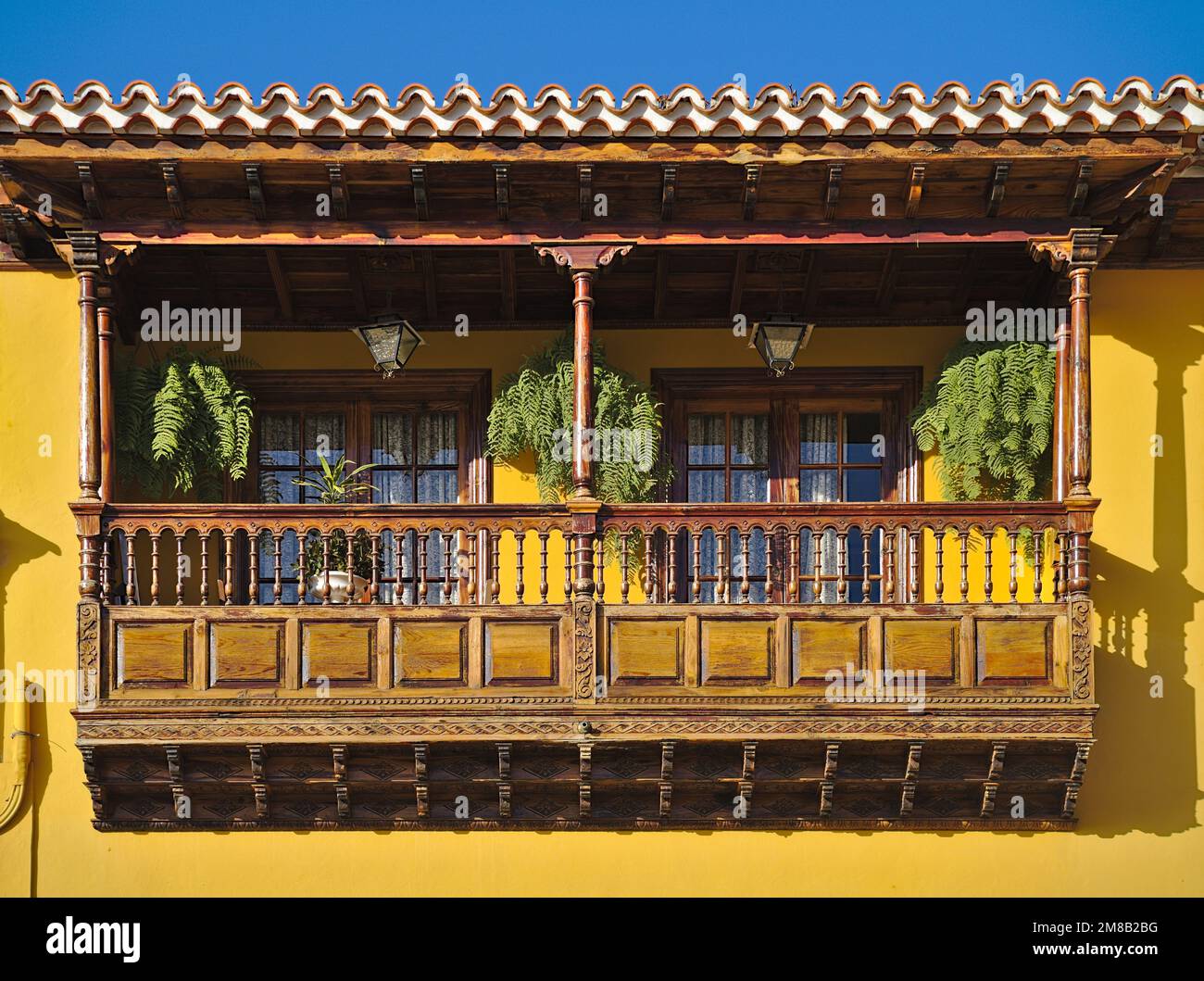 Antique Balcony of a house in La Orotova Tenerife near the main square ...