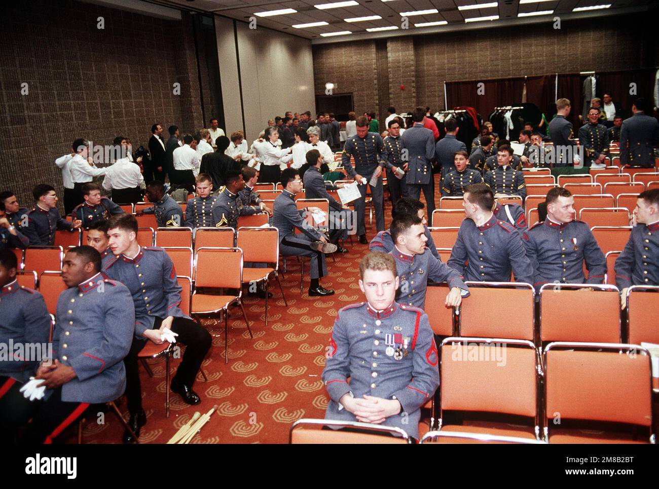 Military cadets relax prior to an Inauguration Day event for George H.W ...