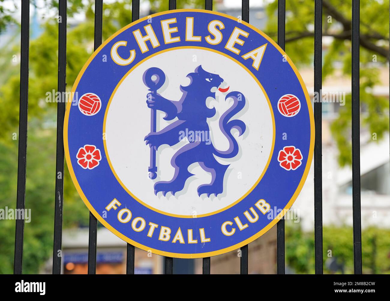 File photo dated 25-05-2022 of A general view of a Chelsea crest sign ...