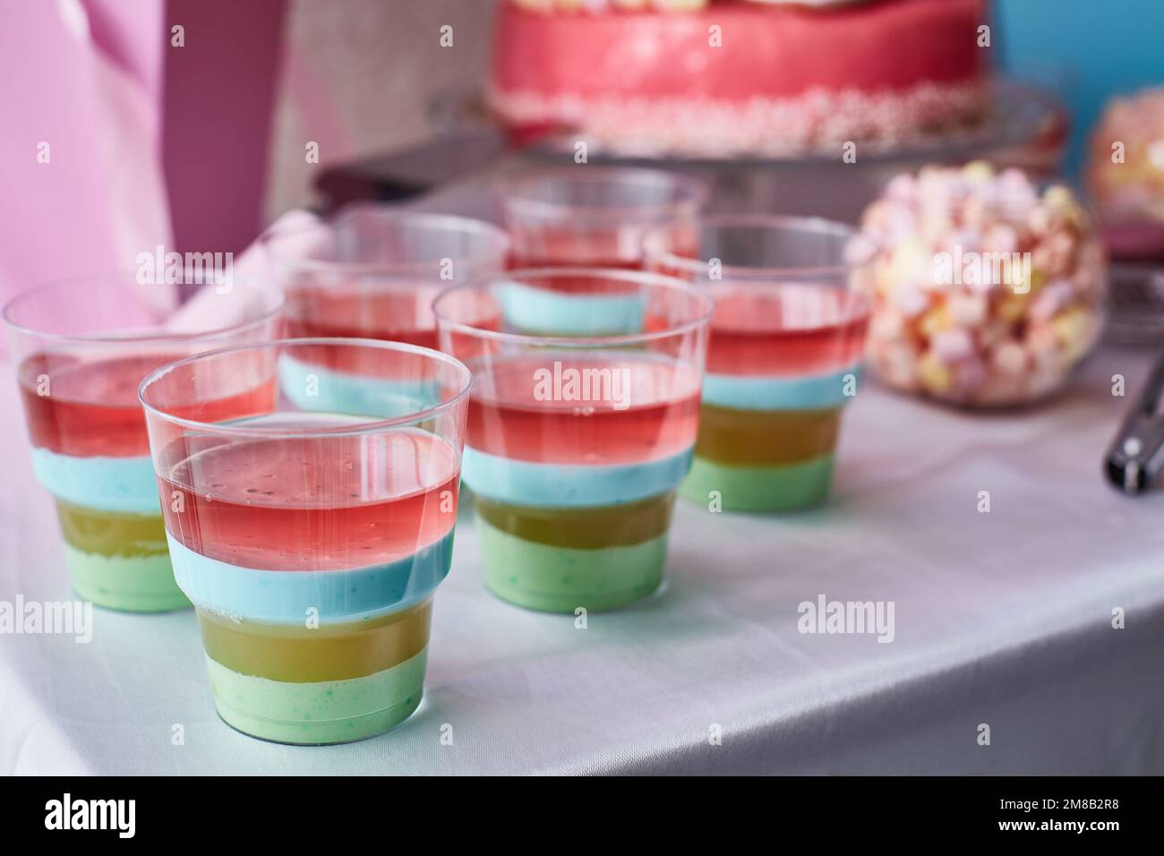 close-up of multi-colored jelly on a candy bar Stock Photo - Alamy