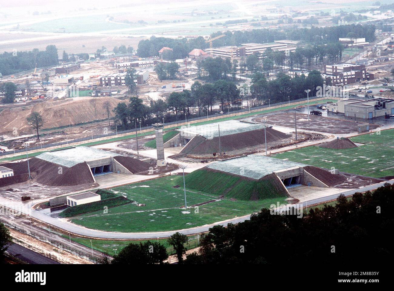 An aerial view of the ground launched cruise missile base at Florennes ...