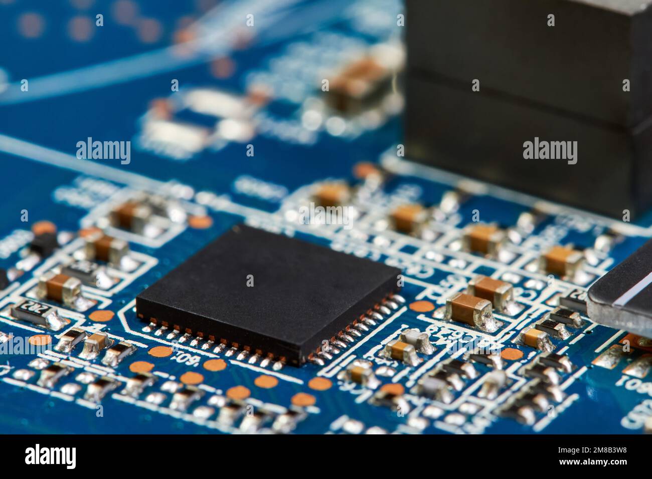 Close-up of computer chip on a Computer graphics card Stock Photo - Alamy