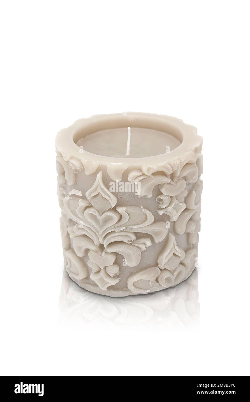 Isolated colored candle of various shapes. Scented candle. Candle with ...