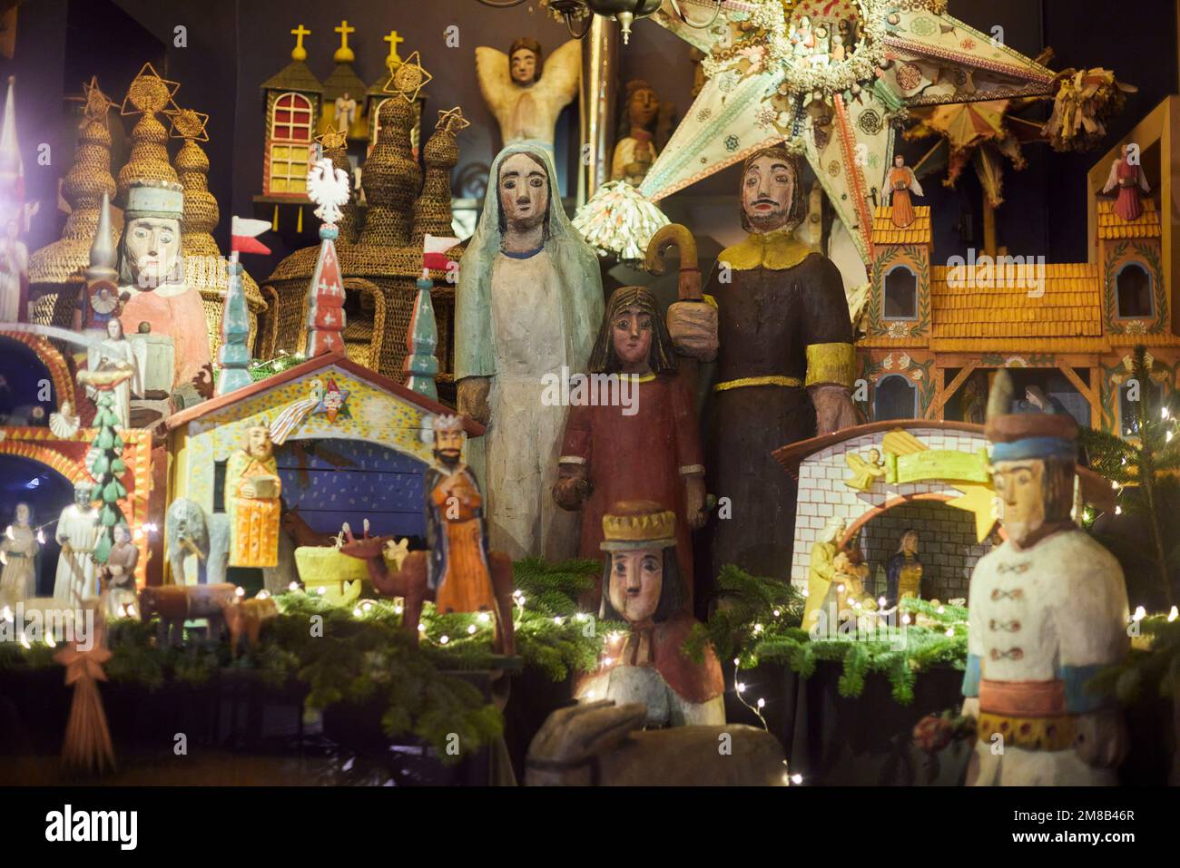 Christmas house with an angel and with a religious story about Jesus in ...