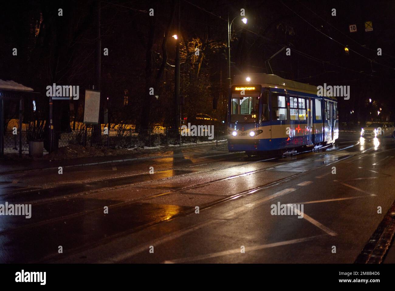 Night blue tram in krakow hi-res stock photography and images - Alamy