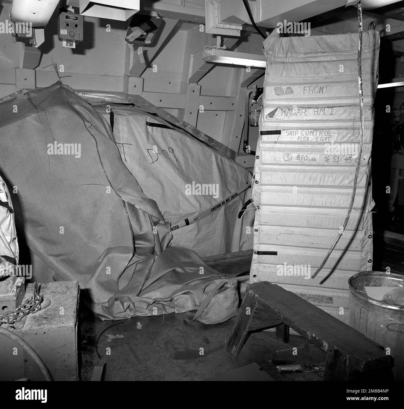 A view of Aegis radar room No. 1 of the guided missile cruiser MONTEREY ...