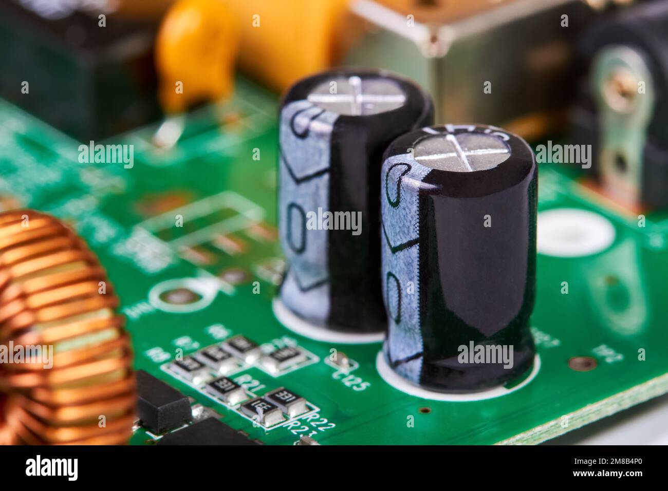 Capacitors on the printed circuit board of the router Stock Photo - Alamy
