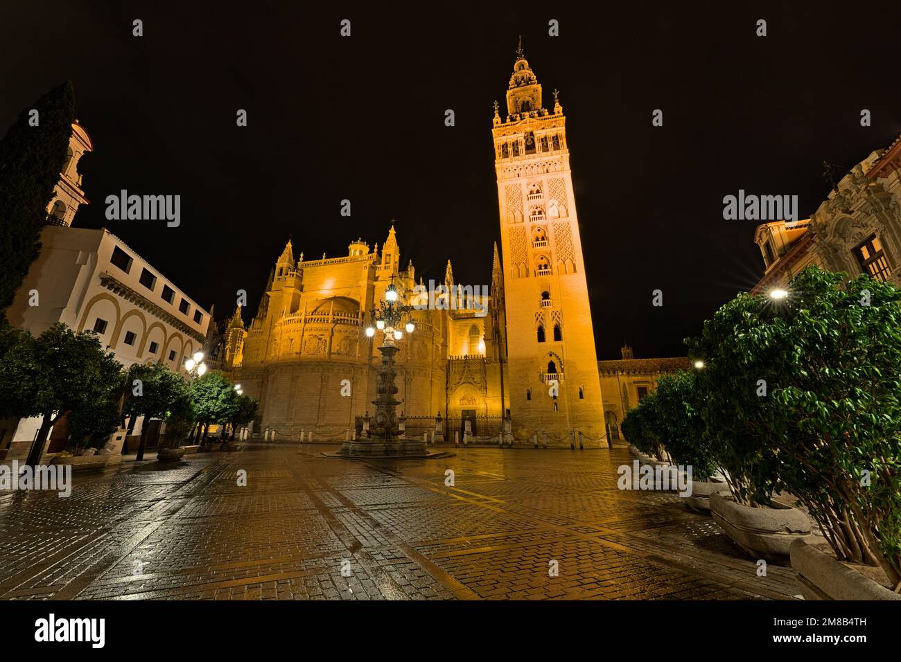 Seville Cathedral with Giralda Bell Tower, a former Moorish mosque at ...