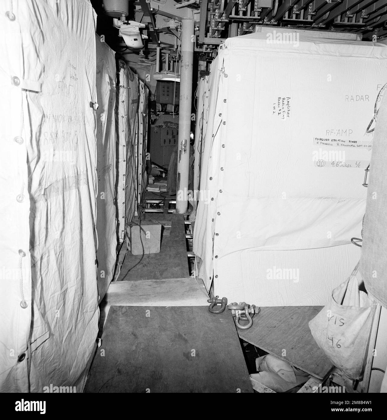 A view of Aegis radar room No. 5 of the guided missile cruiser MONTEREY ...