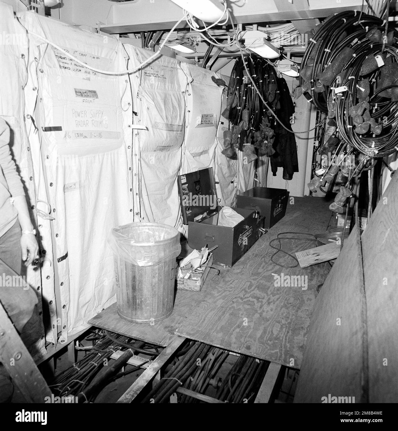 A view of Aegis radar room No. 3 of the guided missile cruiser MONTEREY ...