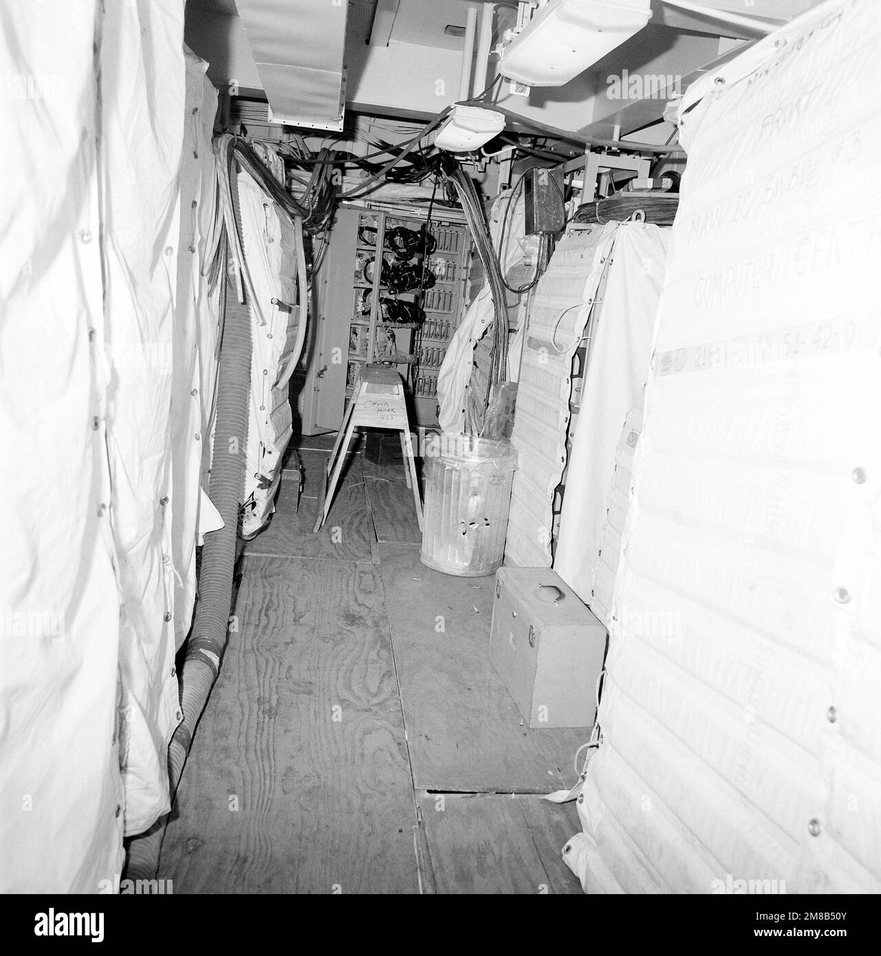 A view of the central computer room of the guided missile cruiser ...