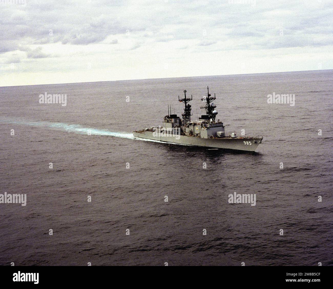 A starboard bow view of the destroyer USS CUSHING (DD 985) underway ...