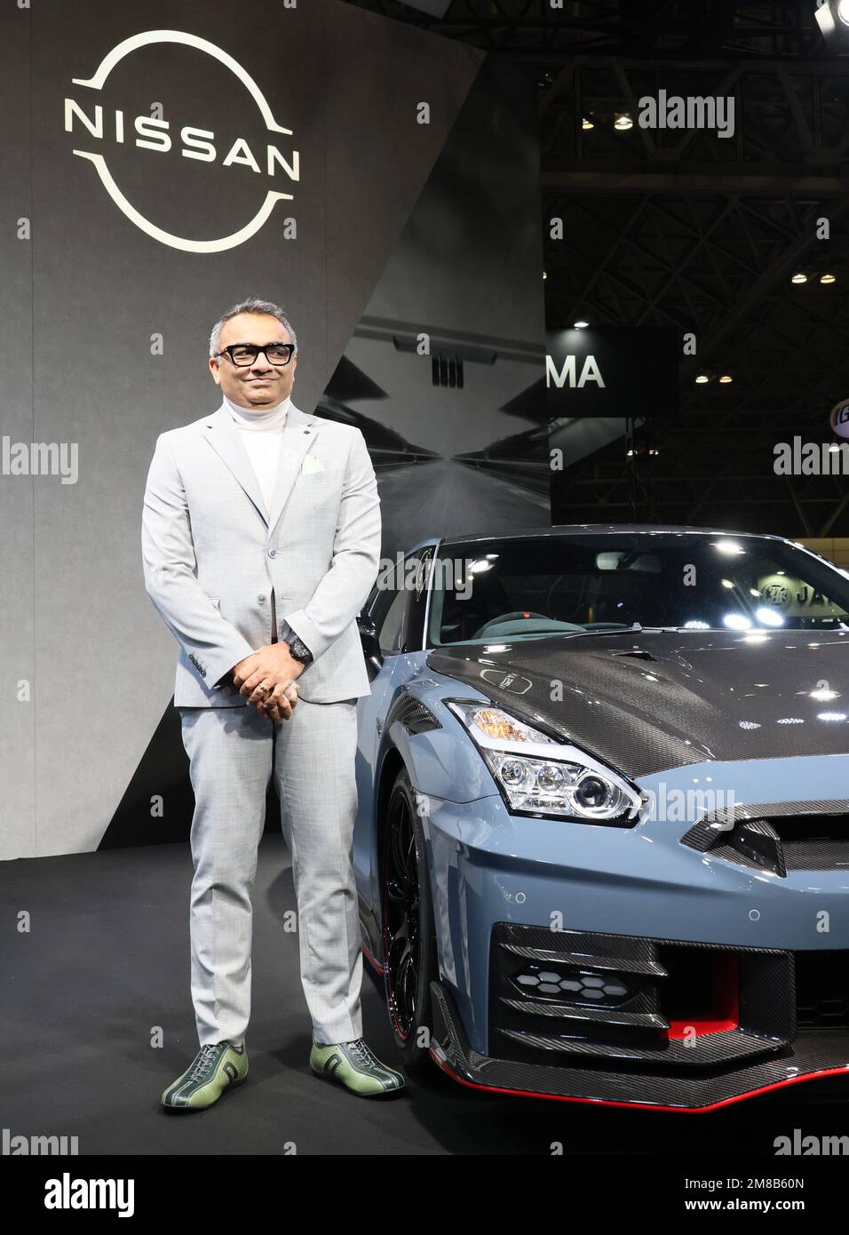 Chiba, Japan. 13th Jan, 2023. Japan's automobile giant Nissan Motor COO Ashwani Gupta displays ...