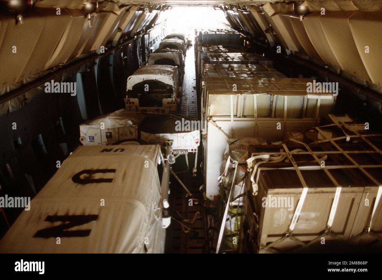An interior view of a C-5A Galaxy aircraft of the 60th Military Airlift ...