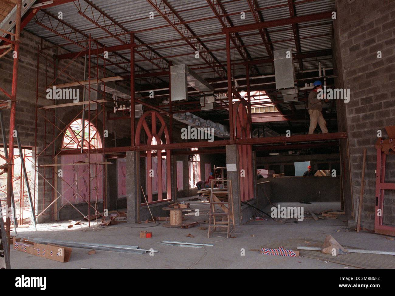 An exterior view of the commissary under construction at Lajes Field ...