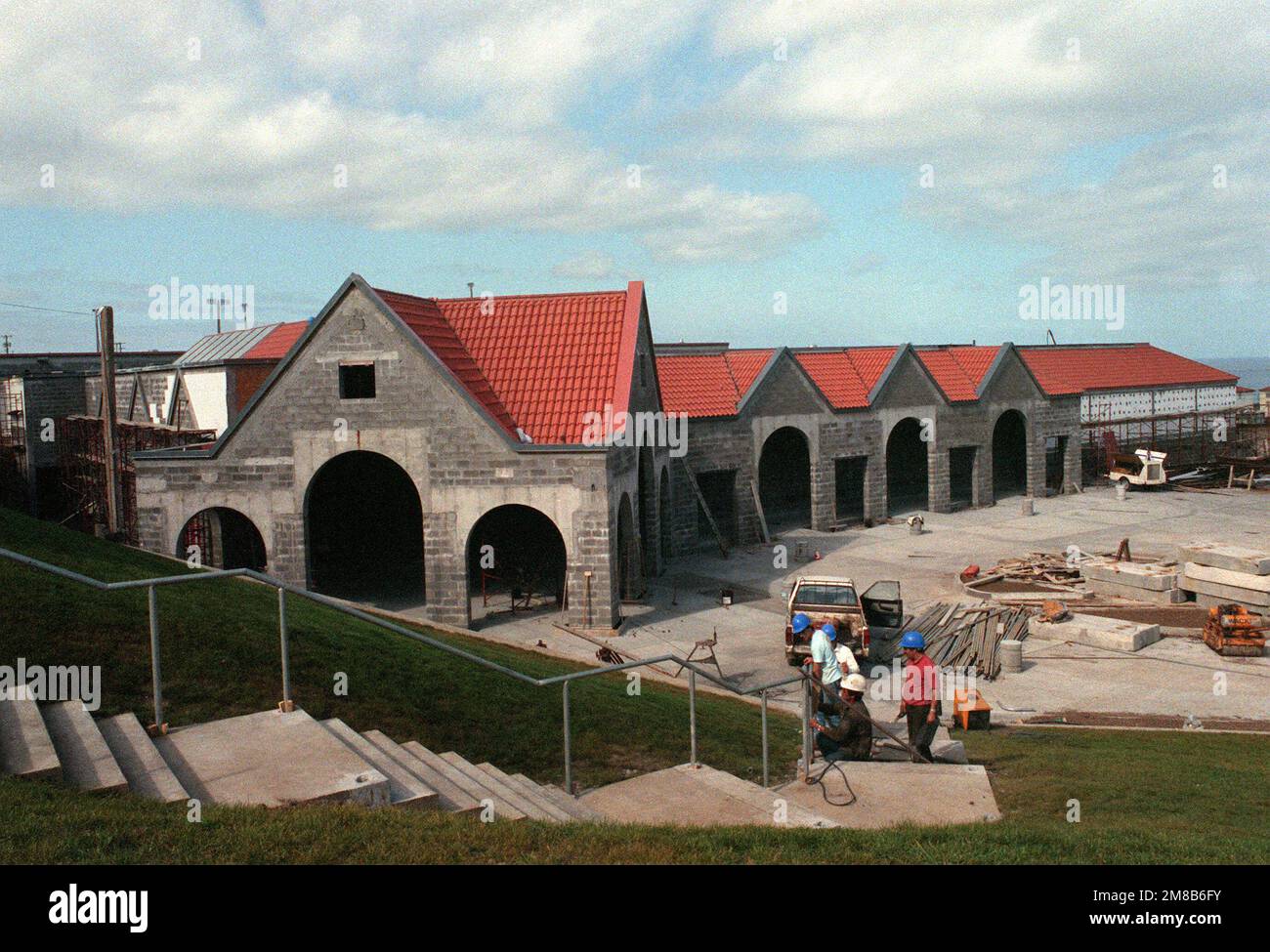 A view of the commissary under construction at Lajes Field Air Base ...
