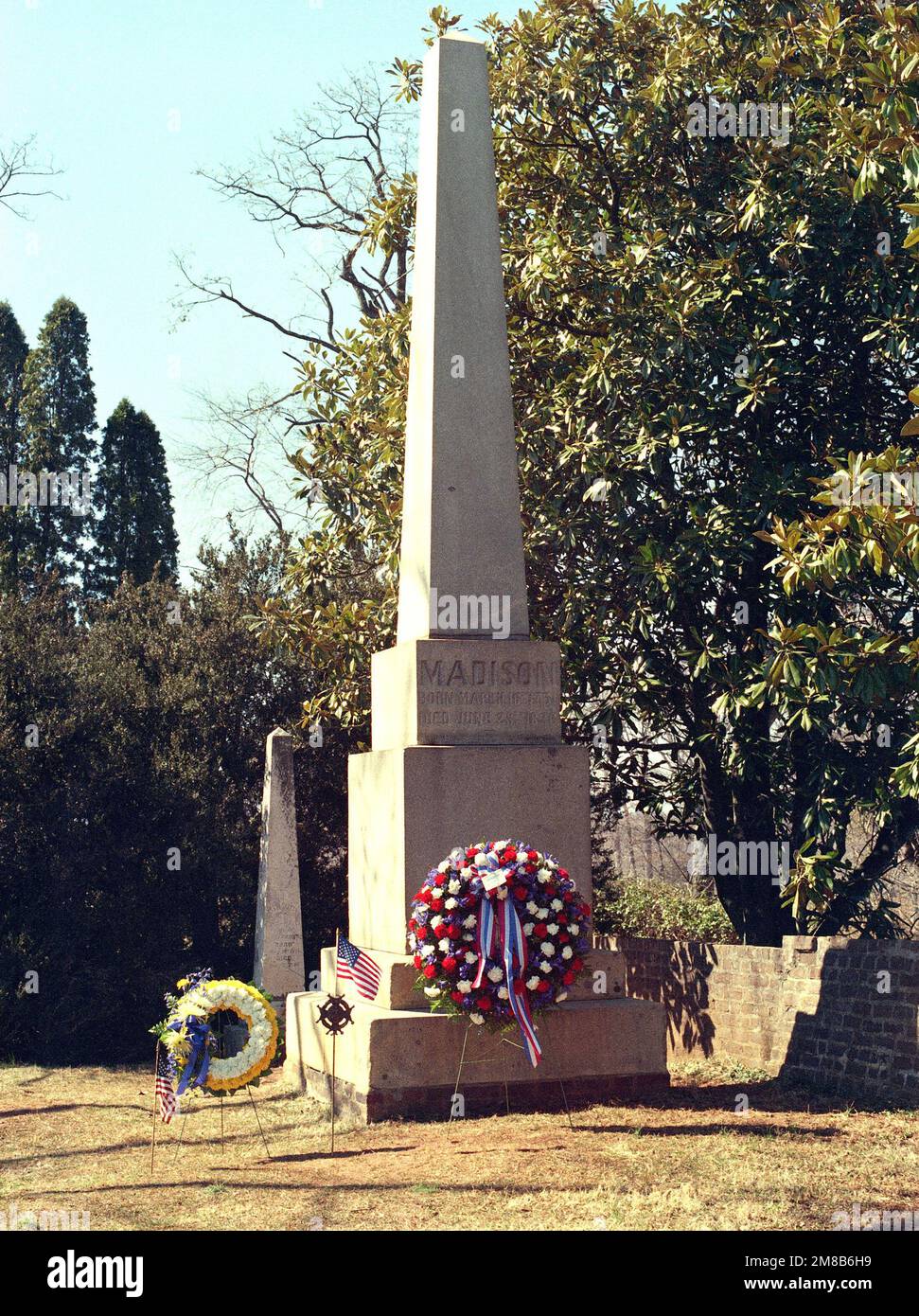 The tombstone of James Madison, fourth president of the United States ...