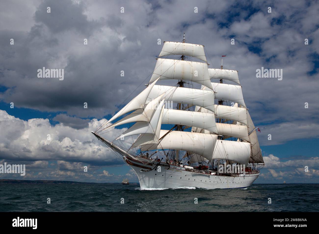 Norwegian tall ship Statsraad Lehmkuhl, Torbay race start, 2016 Stock ...