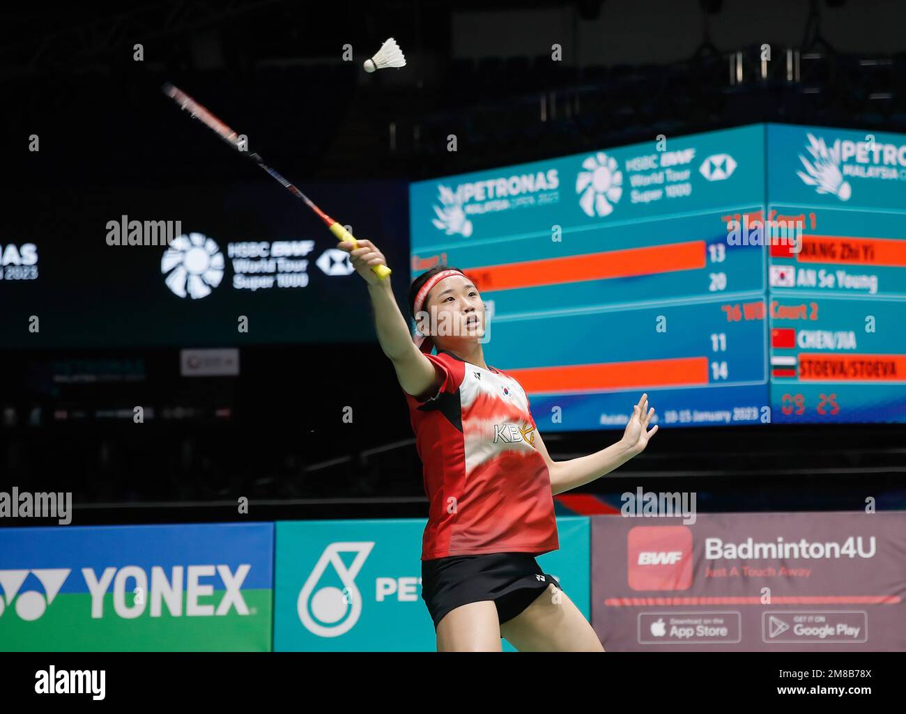 Kuala Lumpur, Malaysia. 13th Jan, 2023. An Se Young of Korea in action during the Women's Single ...