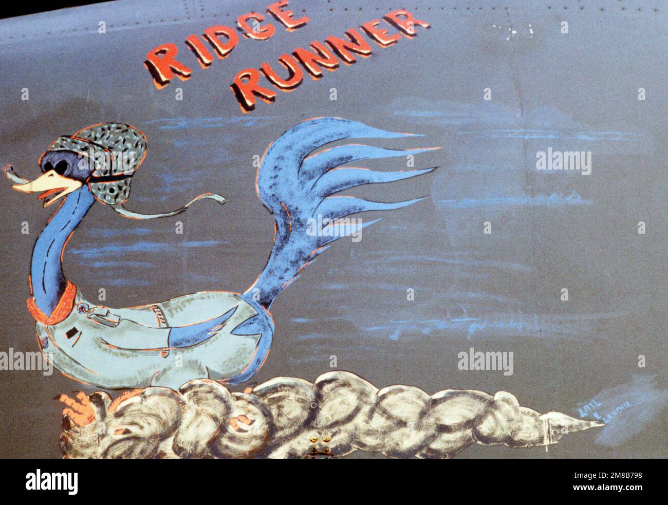 A view of artwork on the nose of an aircraft taking part in the ...