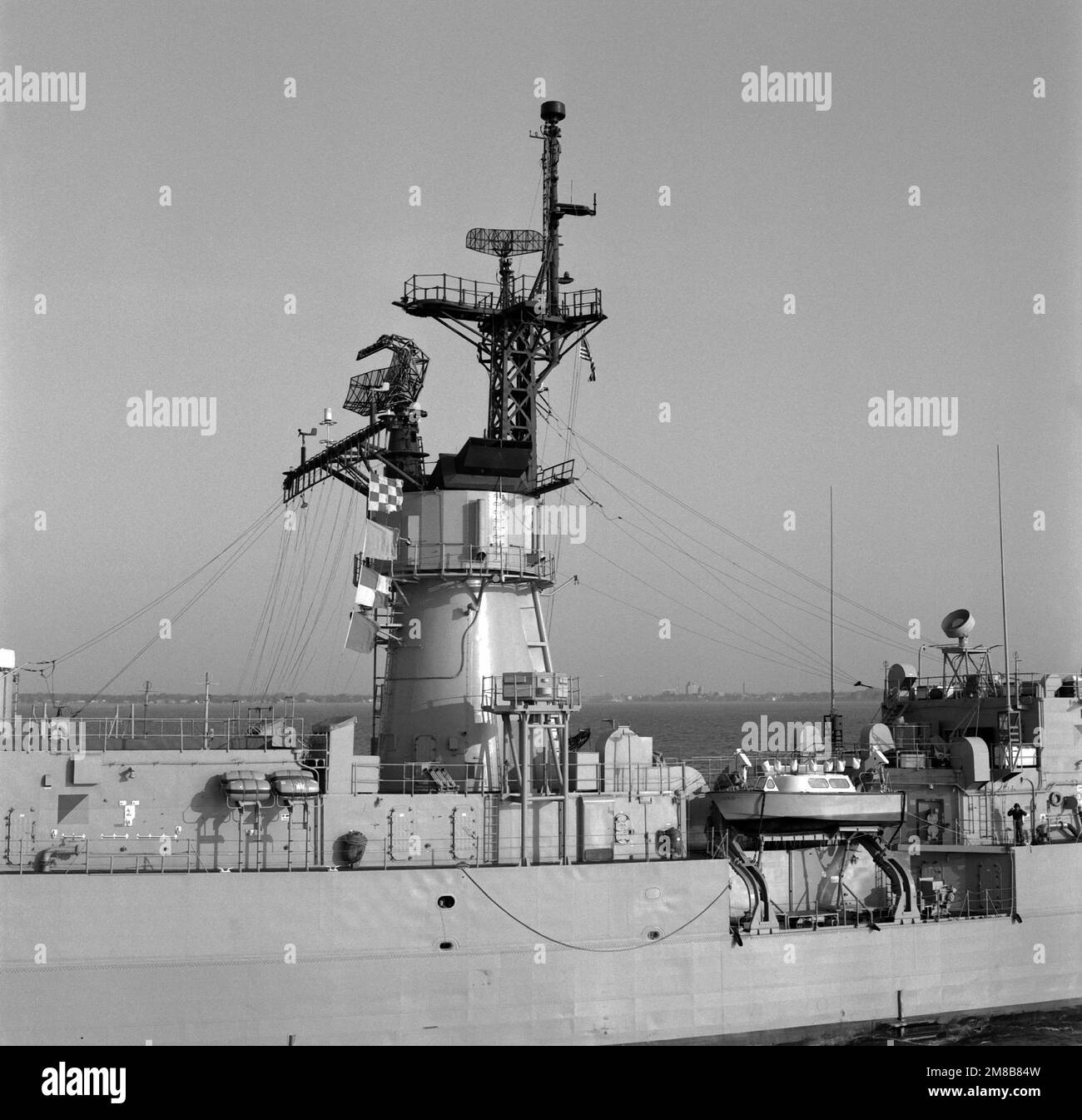 A view of the mack structure and surrounding area on the frigate USS ...