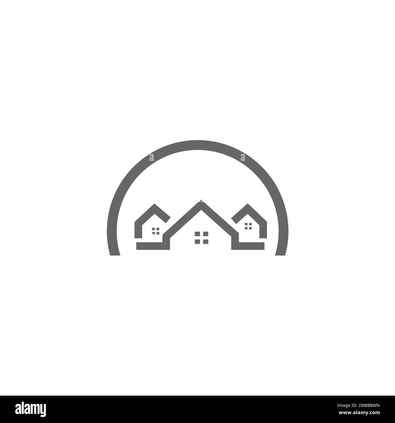 Combined house icon, private manor graphic resource template, vector ...