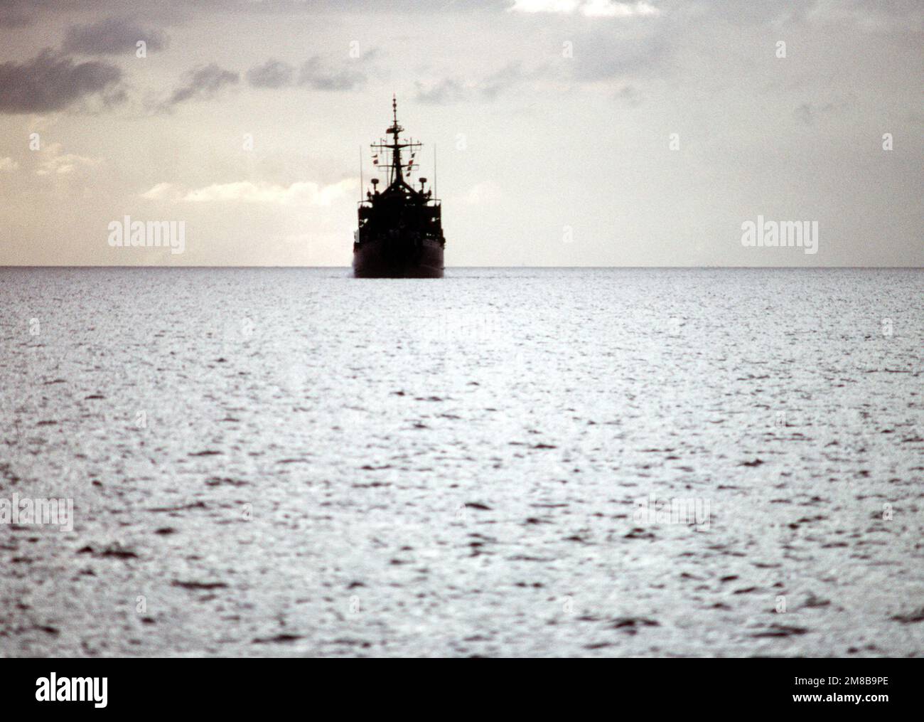 A bow view of the salvage and rescue ship USS BRUNSWICK (ATS-3) as it ...