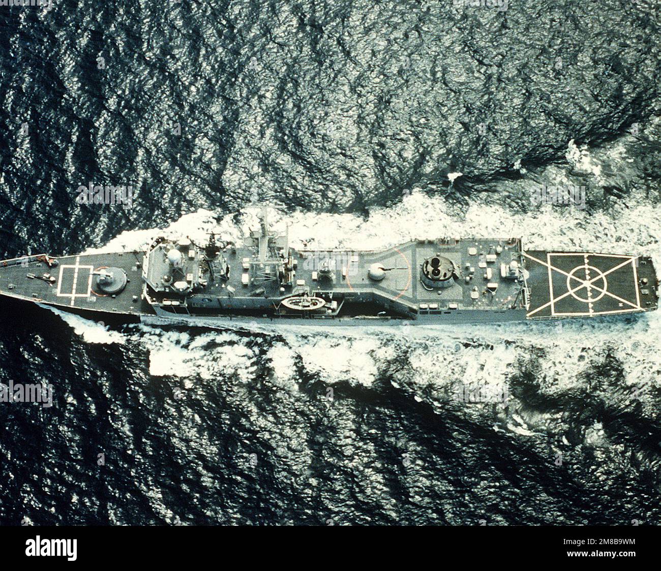 An overhead view of the guided missile frigate USS MAHLON S. TISDALE ...