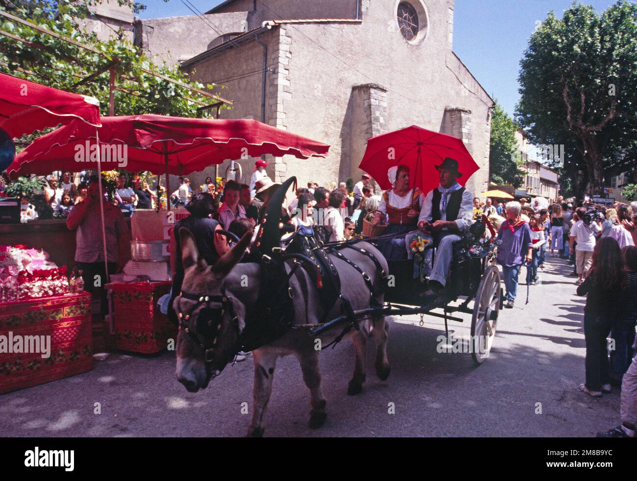Parade of the traditional festival of the donkey in La Roquebrussanne ...