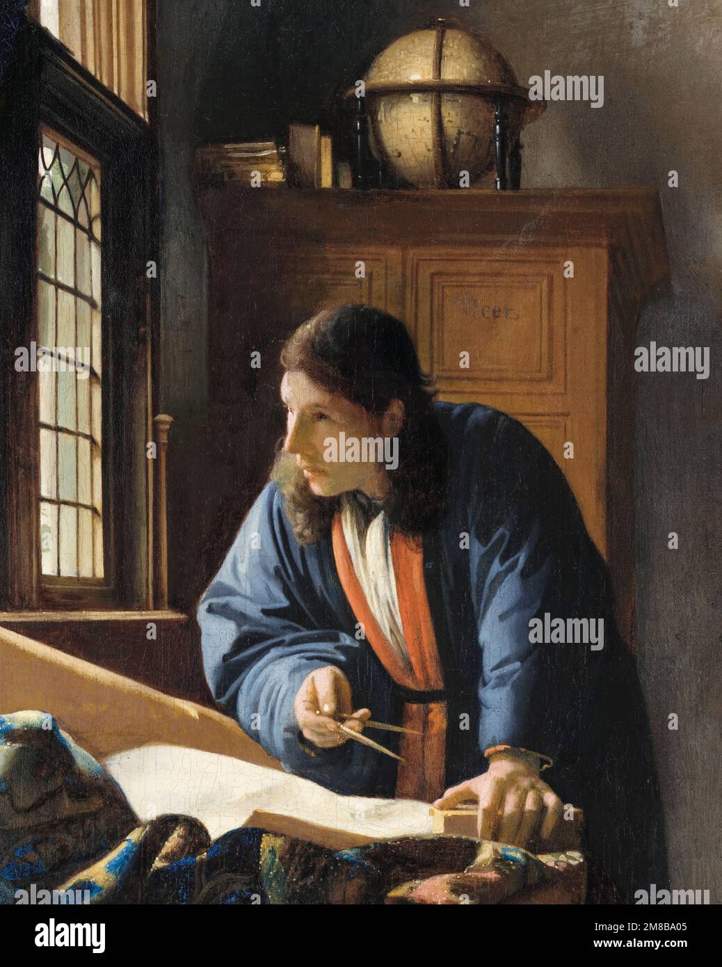 Johannes Vermeer, The Geographer (detail crop), painting in oil on ...