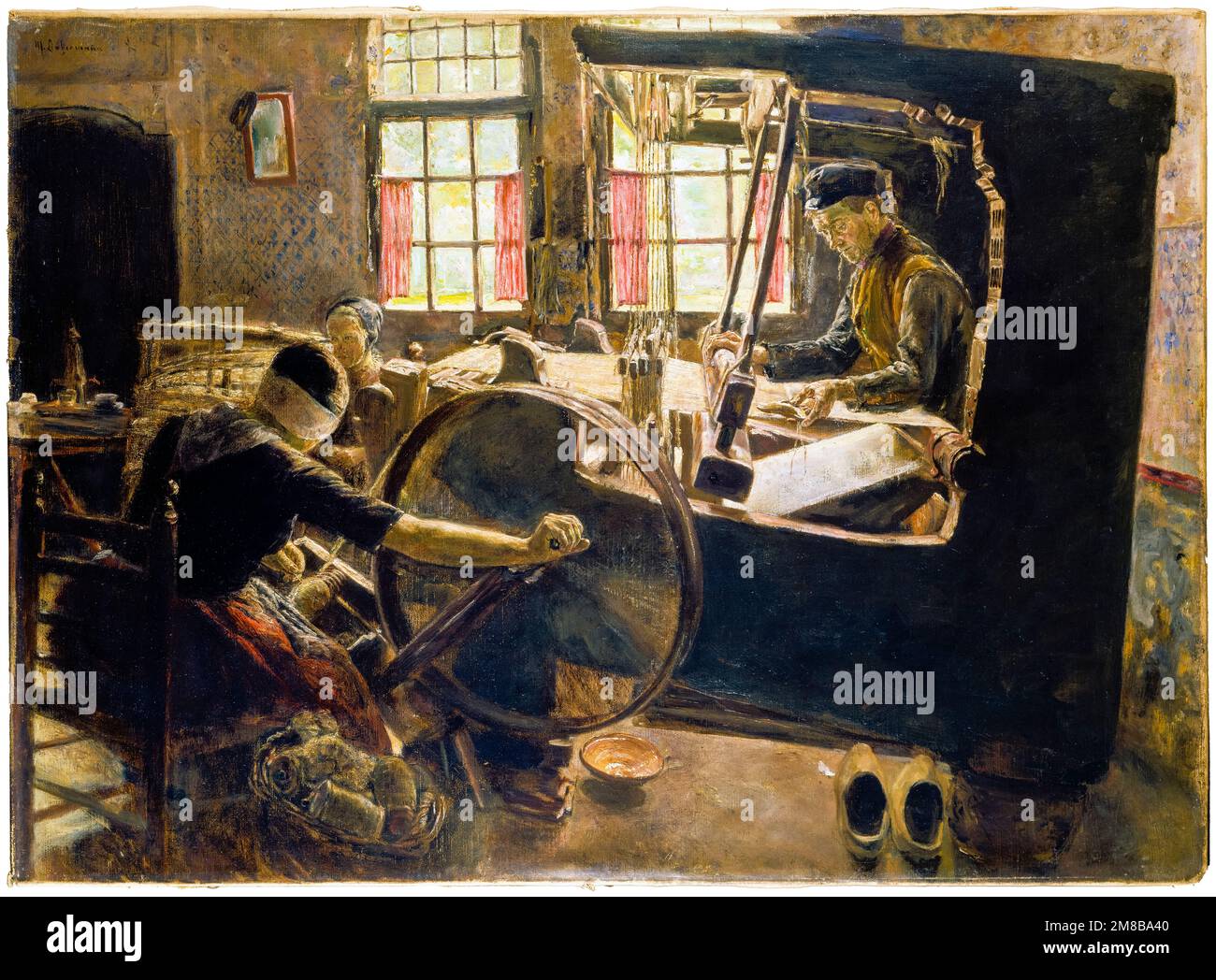 Max Liebermann, The Weaver, painting in oil on canvas, 1882 Stock Photo ...