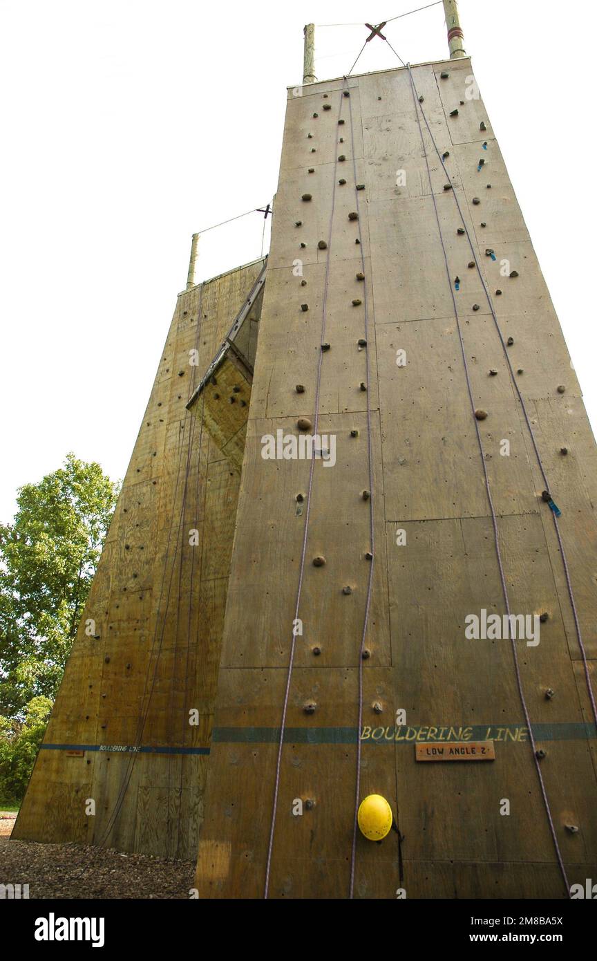 A climbing tower made out of wood for physical activity purposes Stock ...
