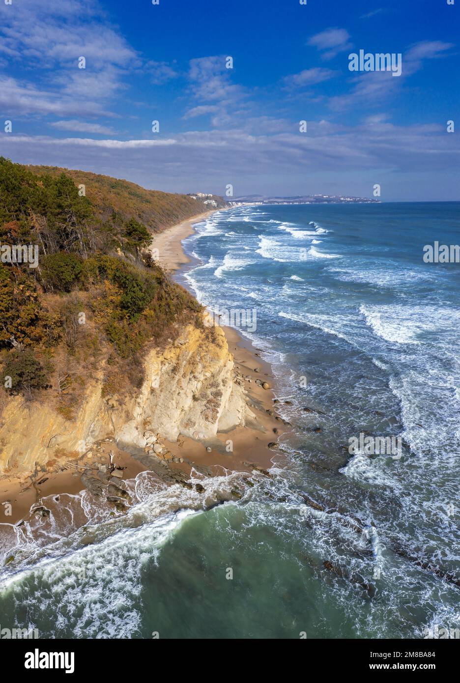 Aerial view to beautiful beach on Black Sea, Bulgaria Stock Photo - Alamy