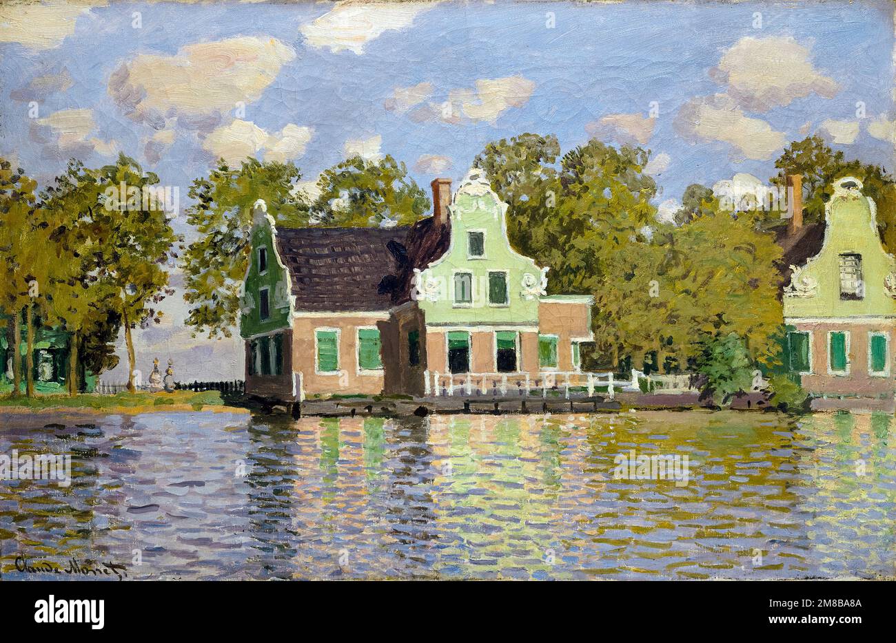 Claude Monet, Houses by the Bank of the River Zaan, painting in oil on ...