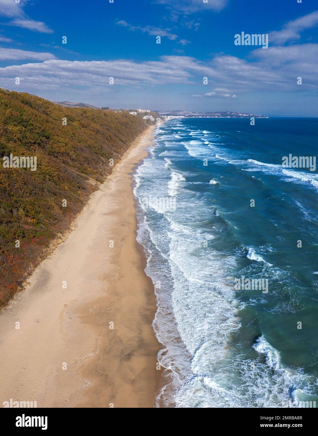 Aerial view to beautiful beach on Black Sea, Bulgaria Stock Photo - Alamy