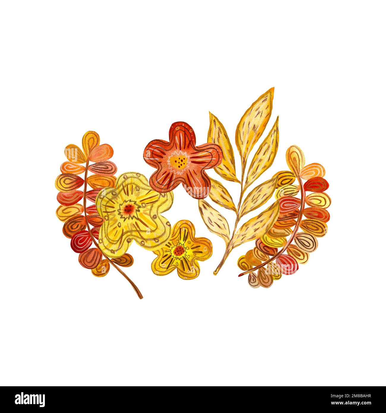 Flower textured set sketch a watercolor design Stock Photo - Alamy