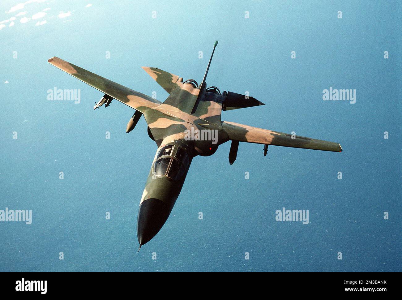 An air-to-air front view of a 495th Tactical Fighter Squadron F-111F ...