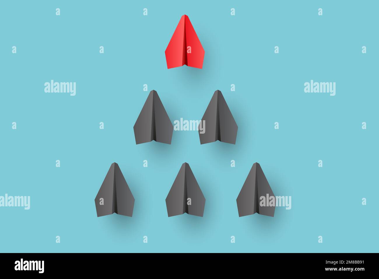Individual red leader paper plane lead other. Business and leadership ...