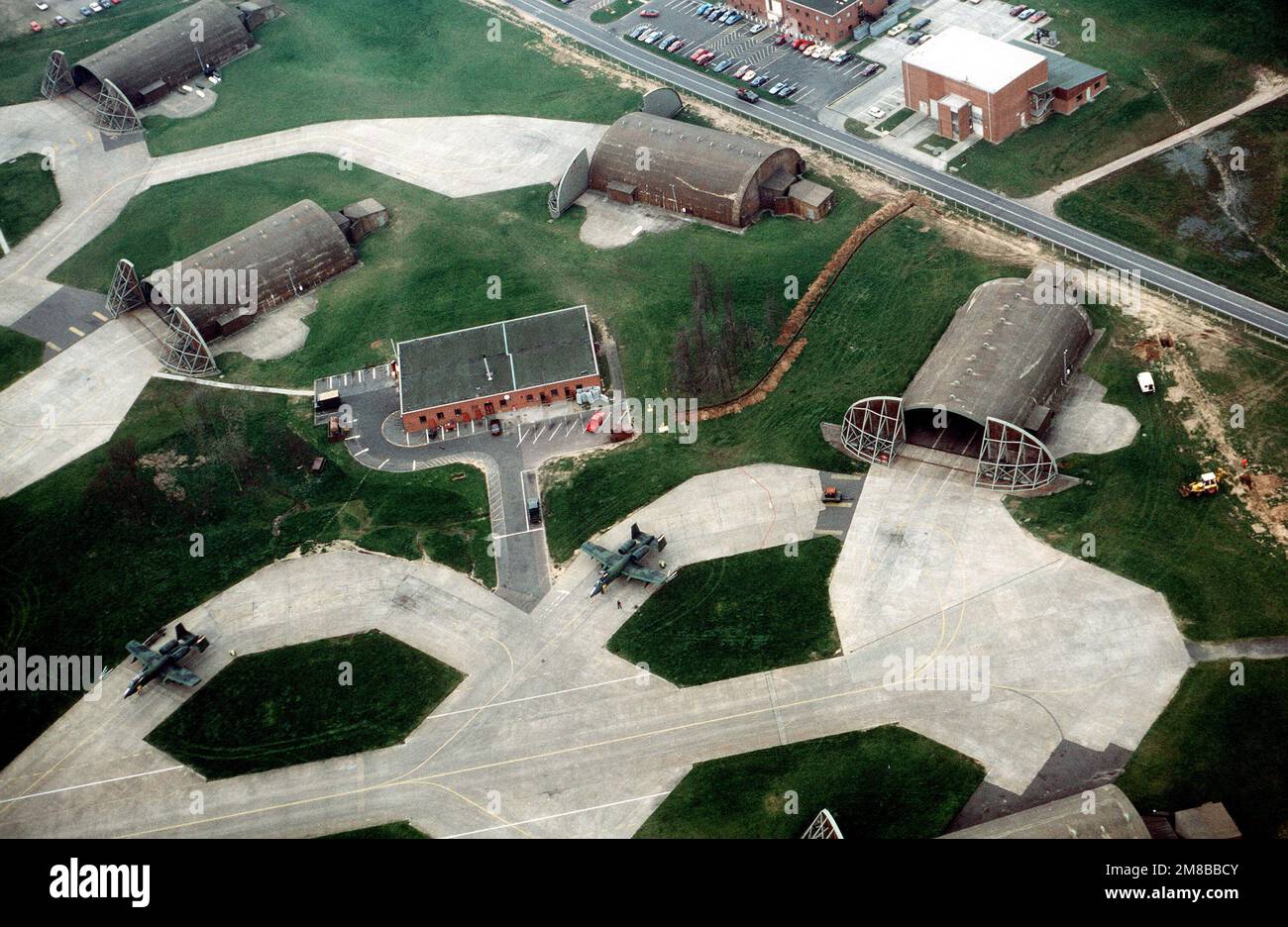 An aerial view of a portion of two A-10 Thunderbolt aircraft of the ...