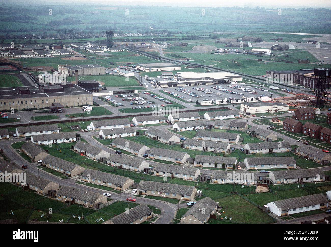 An aerial view of a portion of the base, showing a housing area in the ...