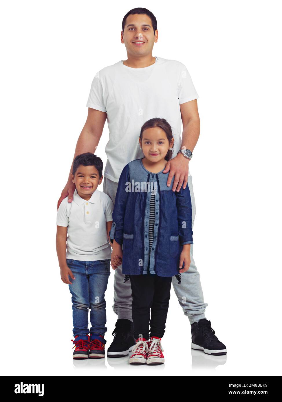 Family, muslim and father with children portrait happy about eid, love ...