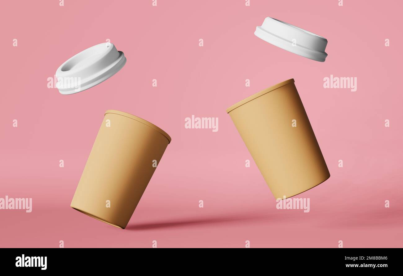 Flying disposable coffee cups hi-res stock photography and images - Alamy