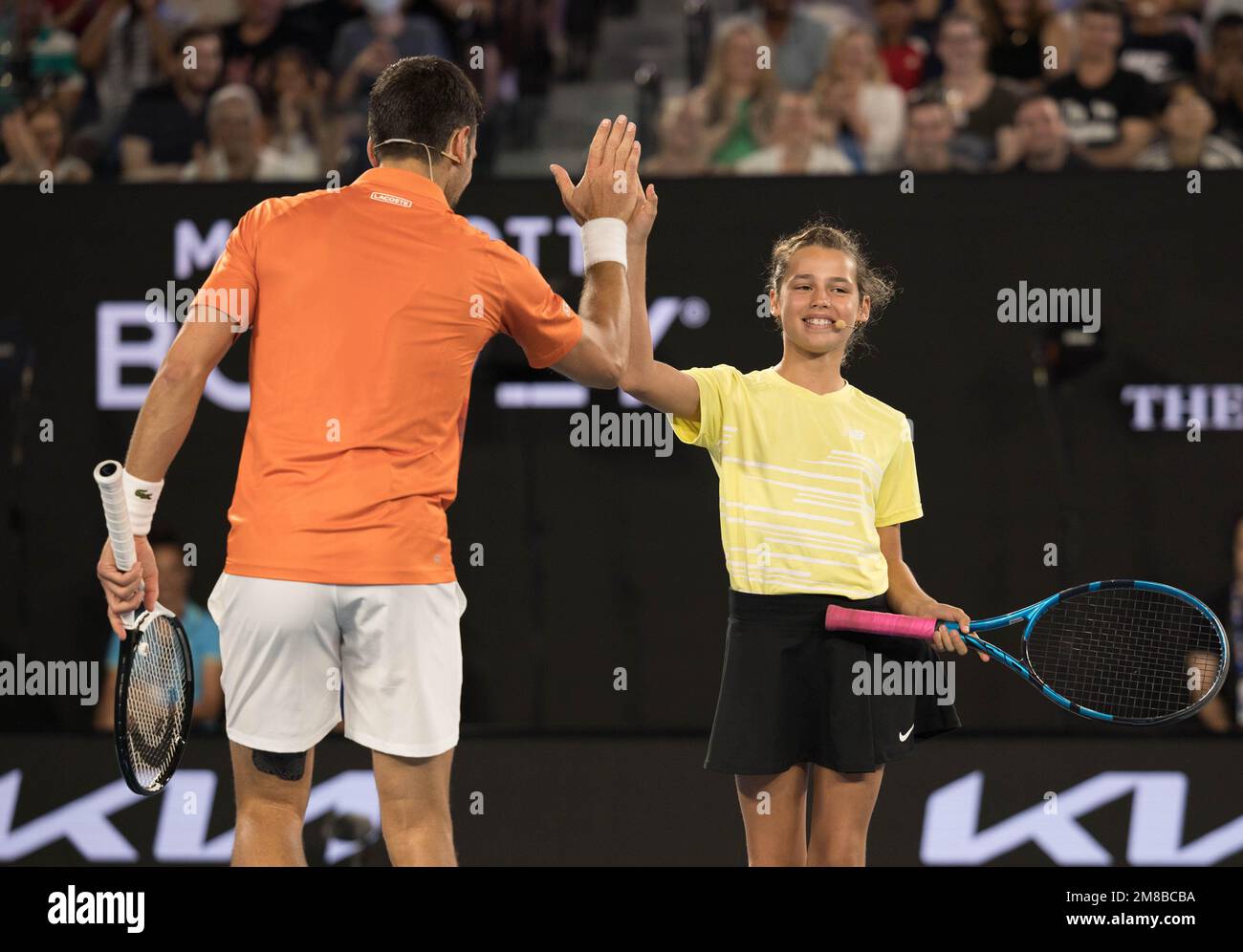Melbourne, Australia. 13th Jan, 2023. 10 year old Ana Maric celebrates ...